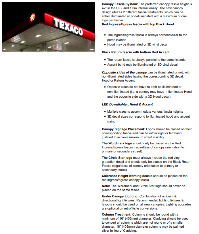 Texaco 2020 Guidelines: Canopy Treatment and Fascia Signage
